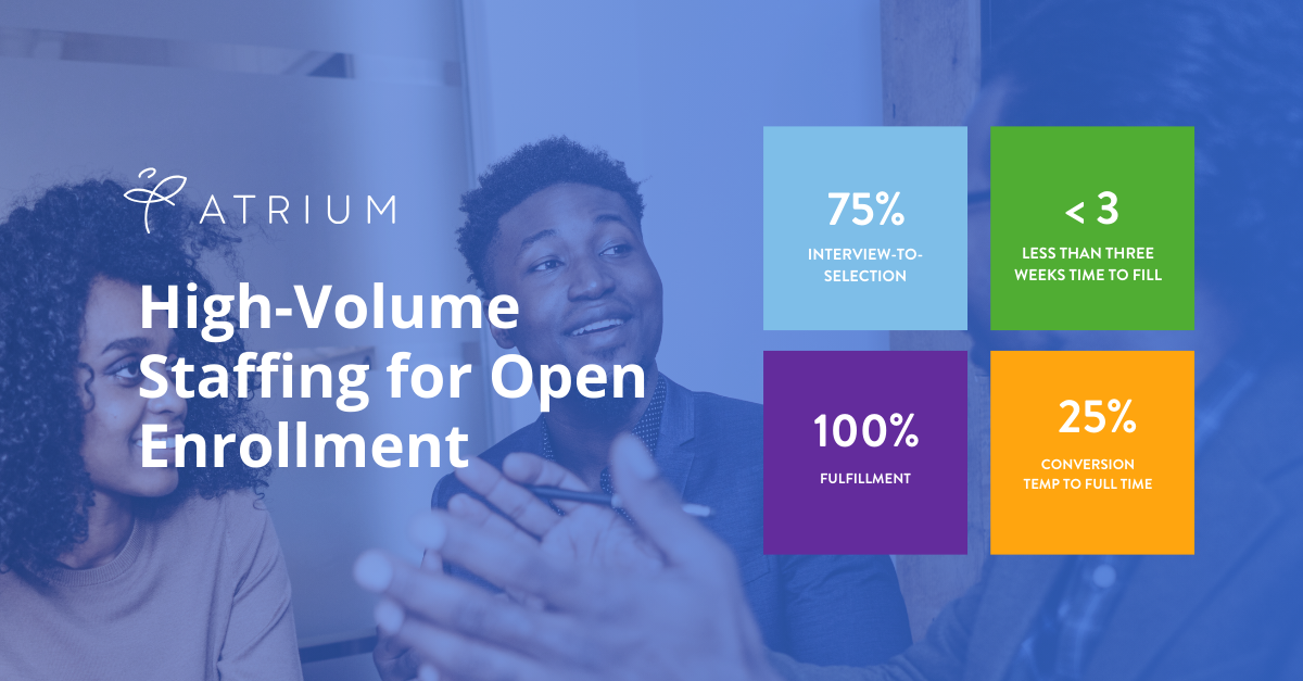 Case Study: High-Volume Staffing for Open Enrollment| Atrium